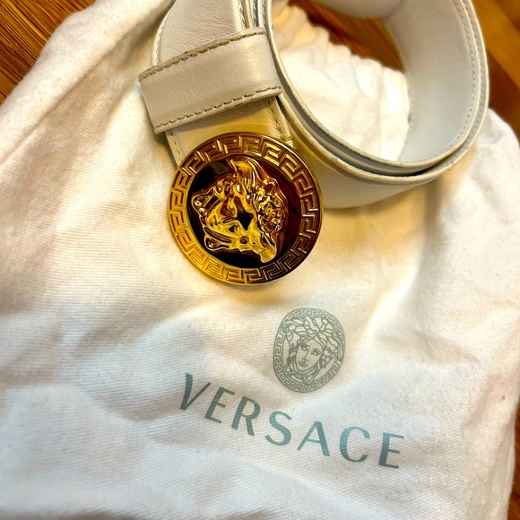 Versace | Accessories | Authentic Versace White Medusa Head Belt | Poshmark